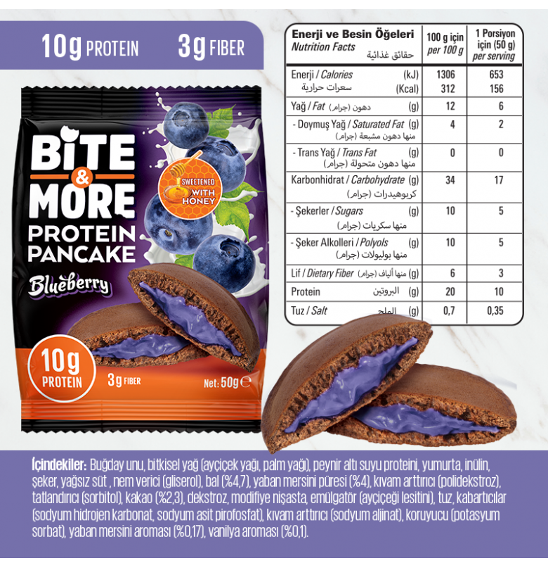 Bite & More Cocoa Protein Pancake Blueberries